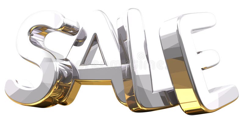 Silver Golden 3d Rendering Symbol Sale Stock Illustration ...