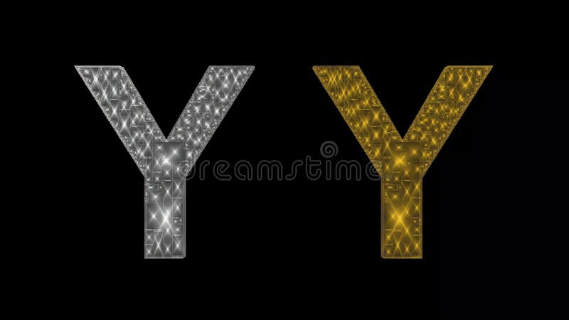 Silver and Golden English Alphabet Y on Plain Black Background Stock ...
