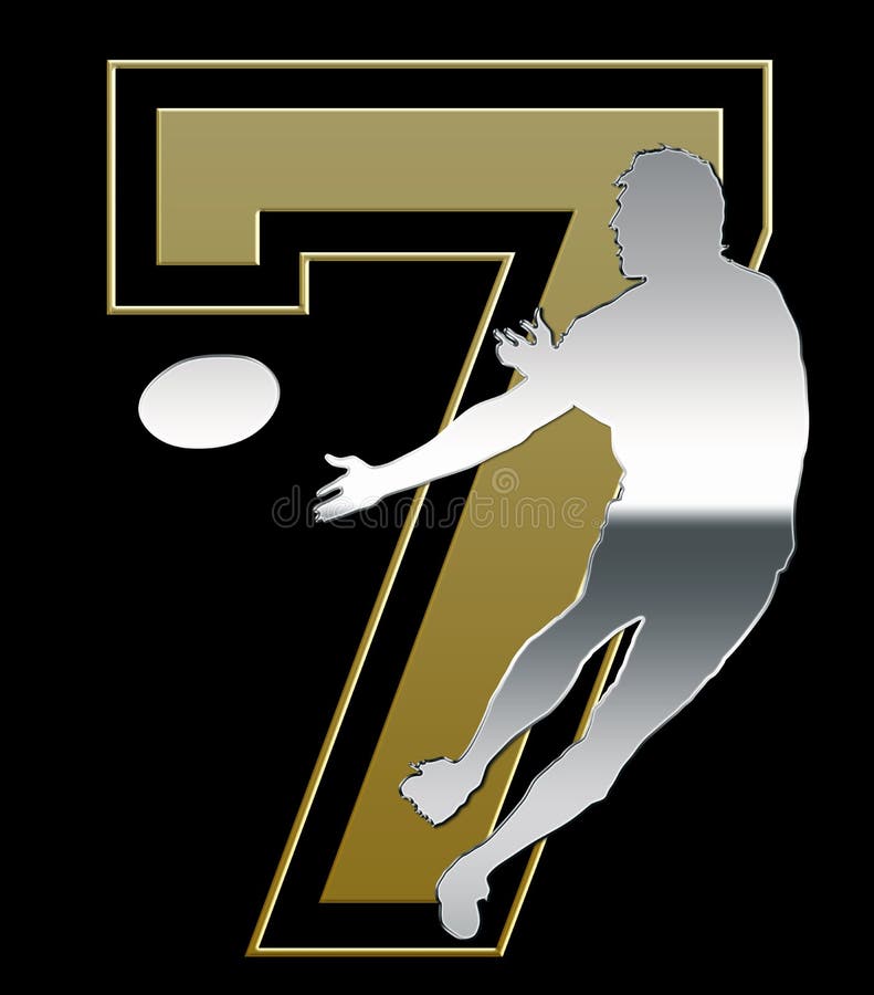 Silver and Golden Sevens Rugby Emblem on Black Stock Illustration ...