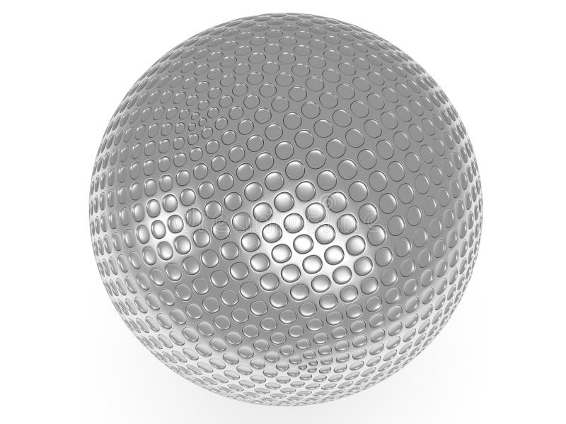 Silver Golf Ball Isolated on White. 3d Render Stock Illustration ...