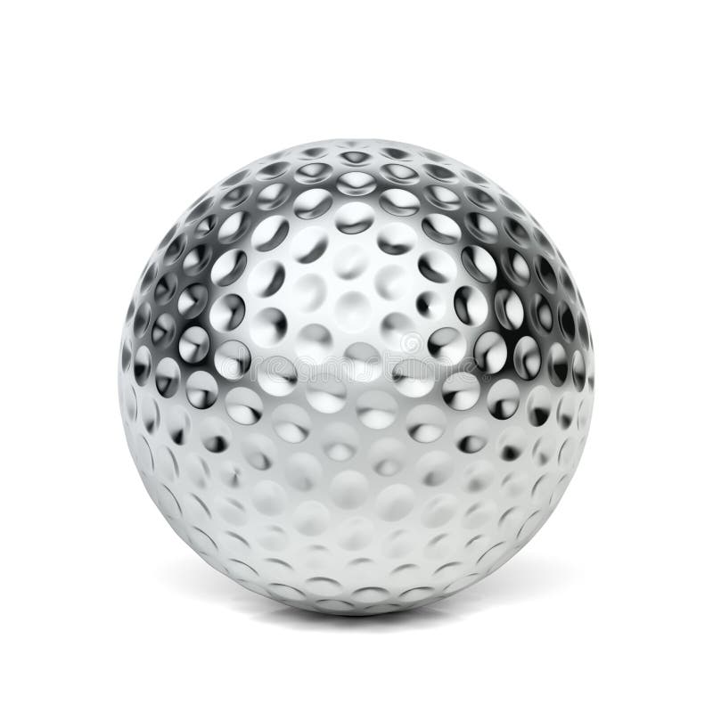 Silver Golf Ball on Tee Isolated on White. 3d. Stock Illustration ...