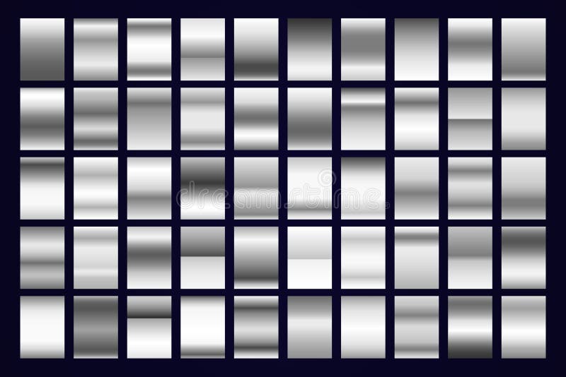 Silver Gradient Color Set, Silver Metallic Gradient Color Vector Set ...