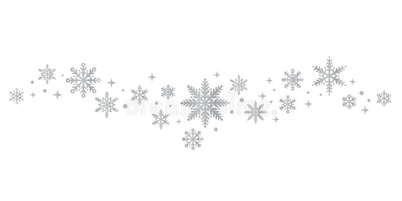Silver Gradient Snowflake Vector Decorative Boarder, Dynamic Snow Wave ...