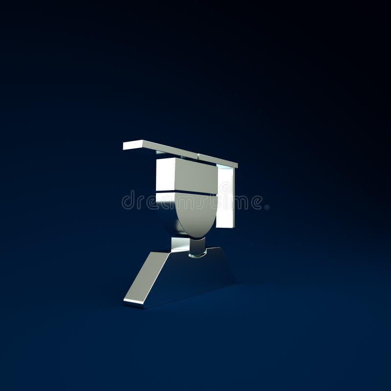 Silver Graduate and Graduation Cap Icon Isolated on Blue Background ...