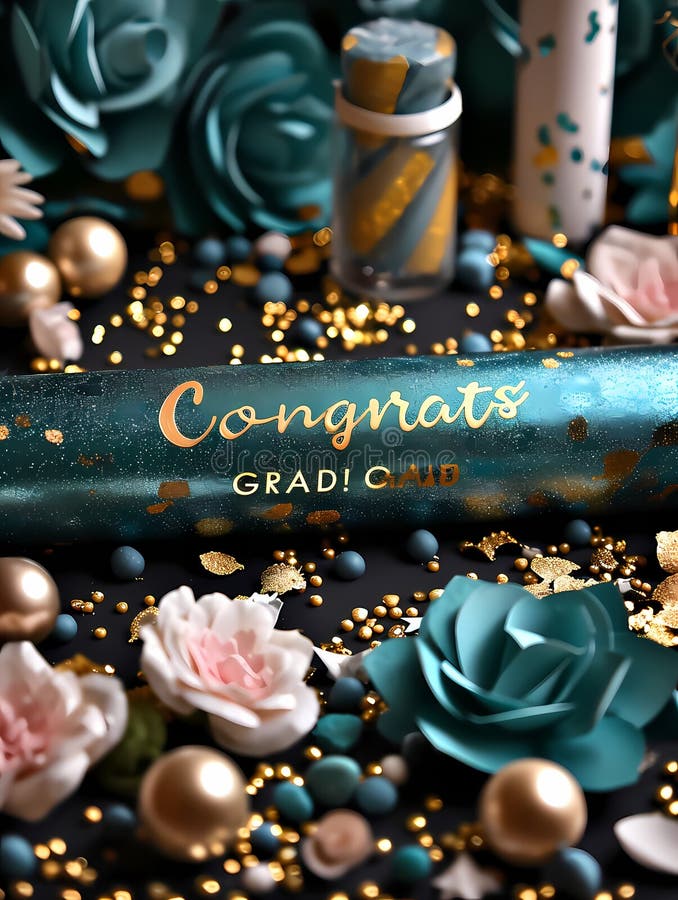 Silver Graduation Banner with Green Glitter and Gold, a Close Up of a ...