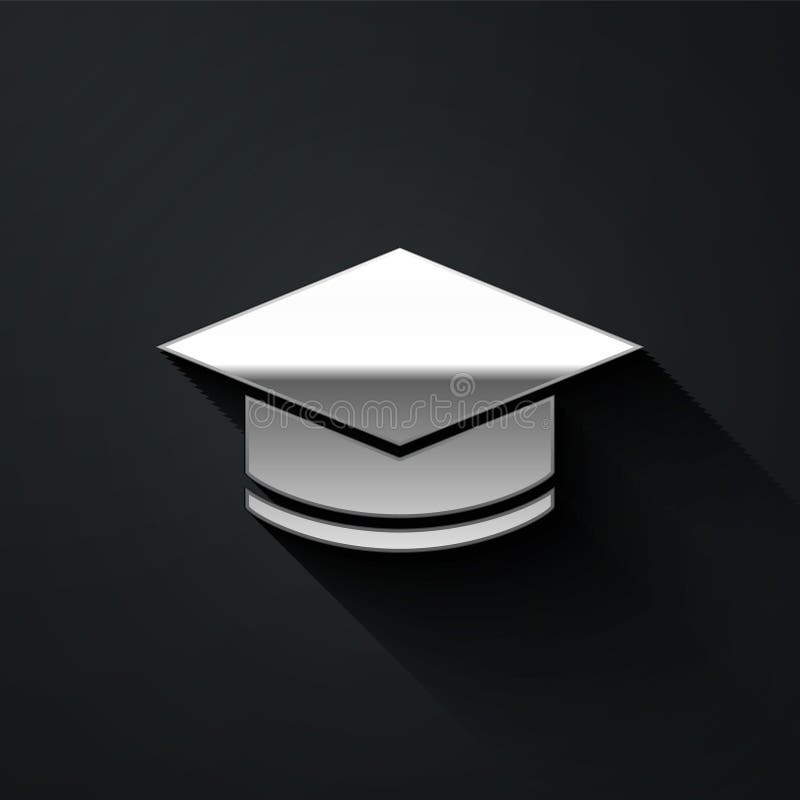 Silver Graduation Cap Icon Isolated on Black Background. Graduation Hat ...