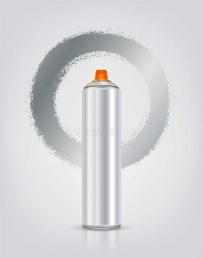 Silver Graffiti Spray Can. Vector Illustration with Reflect and Shadow ...