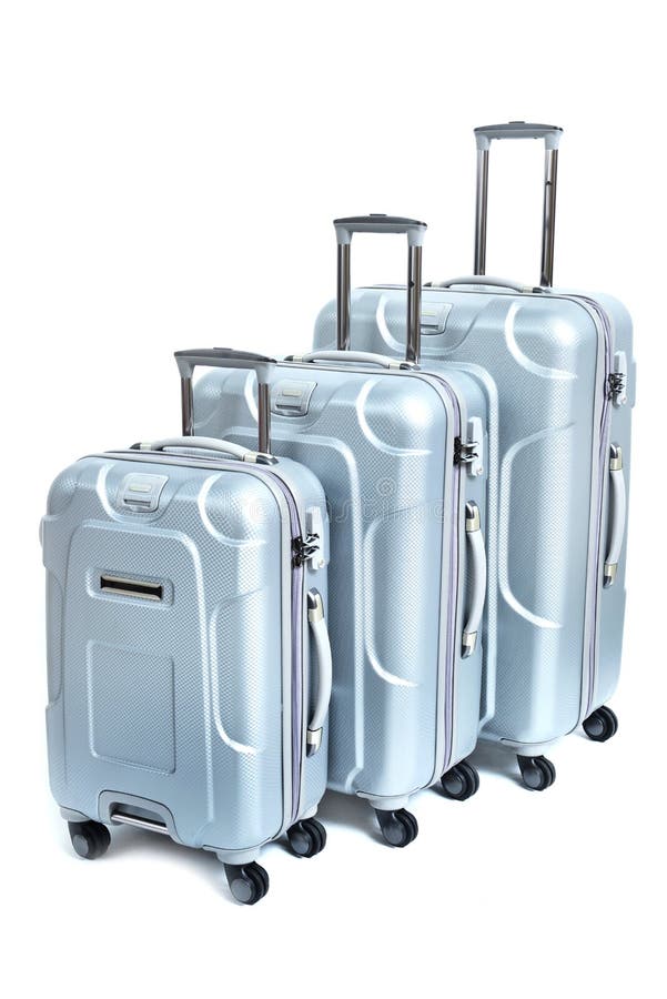 Silver Gray Luggage Isolated Stock Image - Image of color, luggage ...