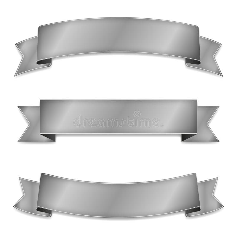 Silver Gray Ribbon Collection Stock Illustration - Illustration of ...