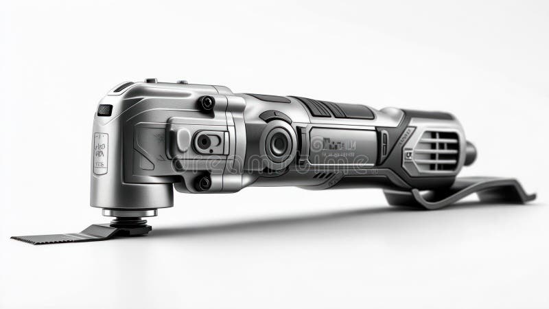 Modern Oscillating Multi-Tool with Saw Blade on White Background Stock ...