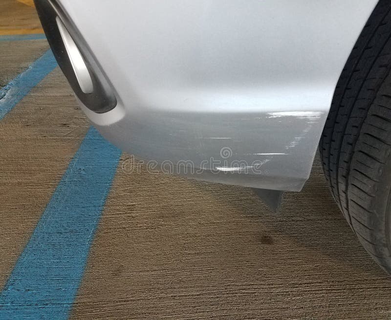 Silver or Grey Car with Minor Damage or Scratch Stock Photo - Image of ...