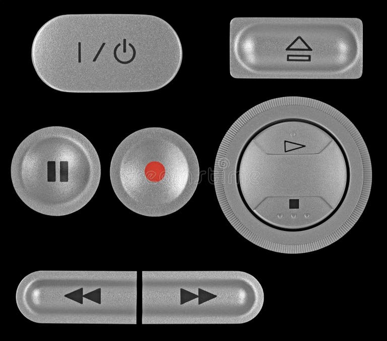 Silver Grey DVD Recorder Buttons Set Isolated Stock Photo - Image of ...
