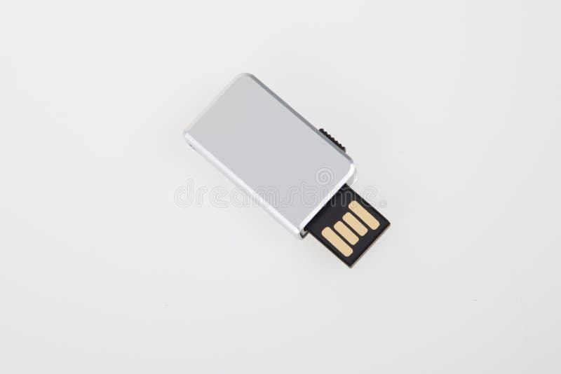 Silver Grey Memory Flash USB Stick Isolated on White Background Stock ...