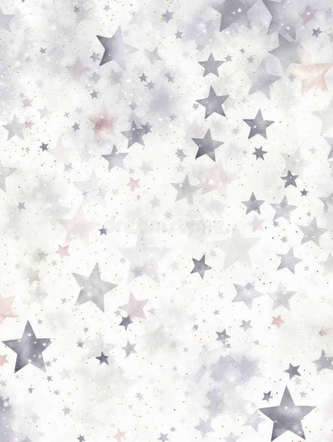 Silver and Grey Stars on White Background. Seamless Pattern Stock ...