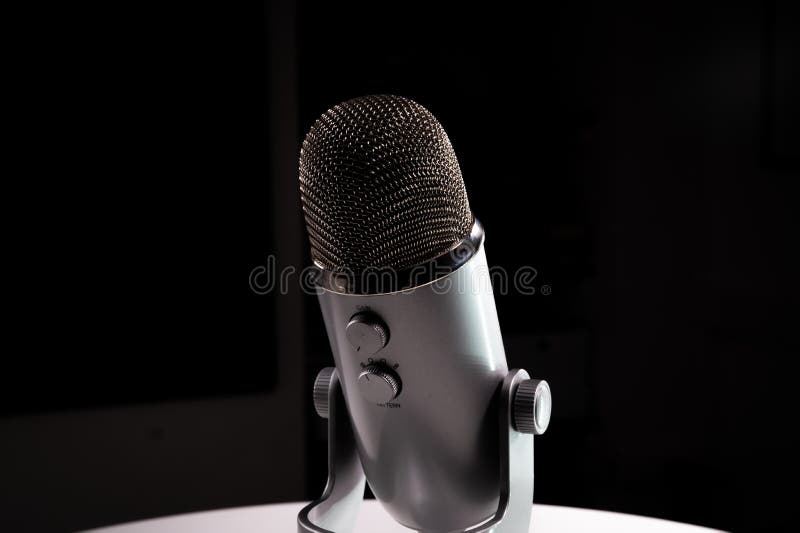 Silver Grey USB Condenser Microphone with Adjustable Tabletop Stand ...