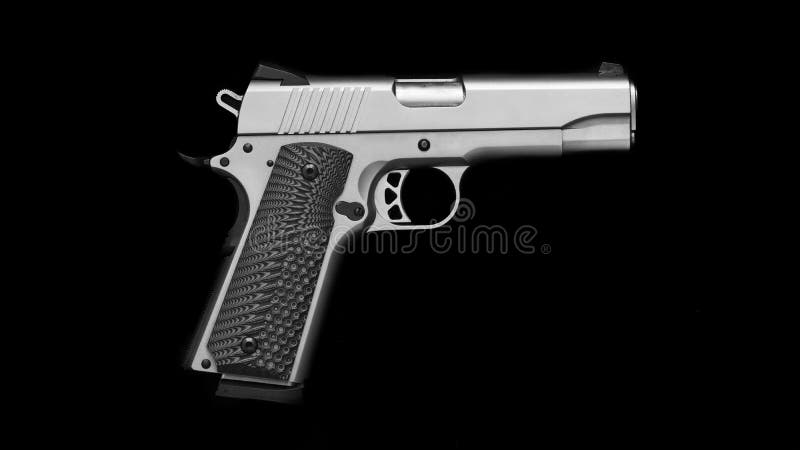 Silver gun 45 stock image. Image of bullets, silver - 193320653