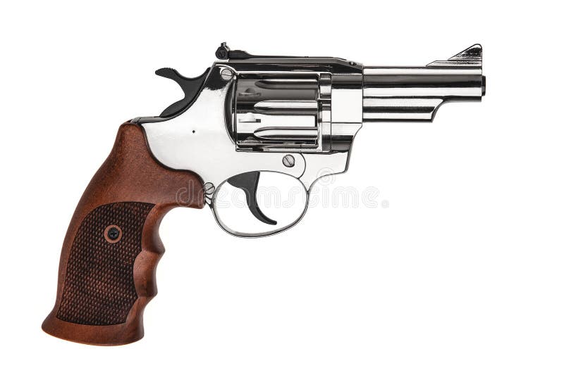Silver Gun Revolver Isolate on White Background Stock Image - Image of ...