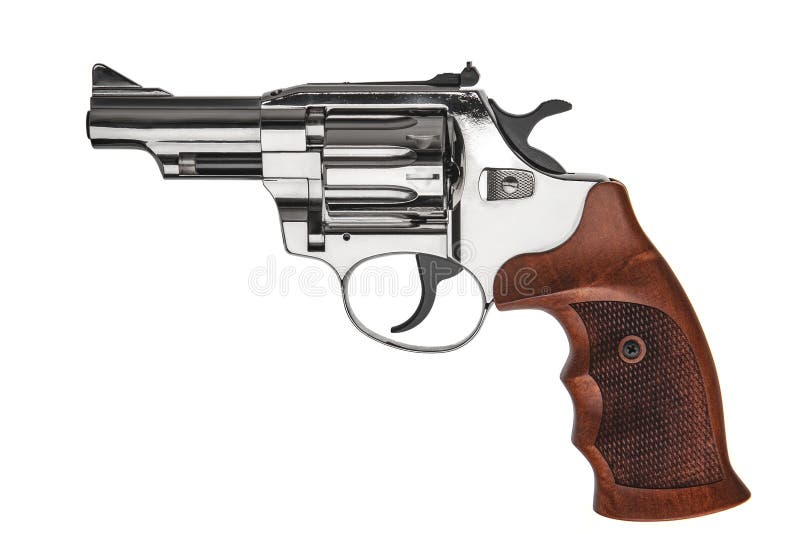 Silver Gun Revolver Isolate on White Background Stock Photo - Image of ...