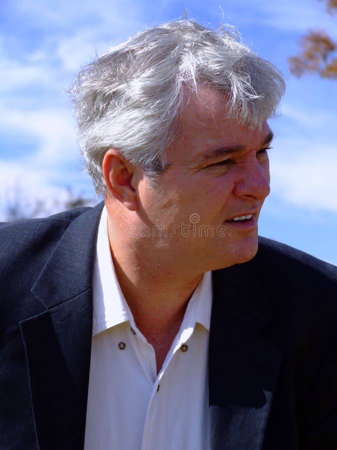 Silver-Haired Gentleman Looking into the Distance Stock Photo - Image ...