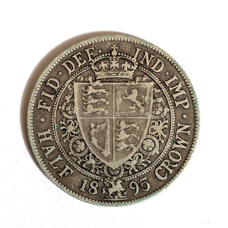 Silver Half Crown Coin Close Up on White Bckground Victorian 1895 Stock ...