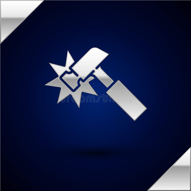 Silver Hammer Icon Isolated on Dark Blue Background. Tool for Repair ...