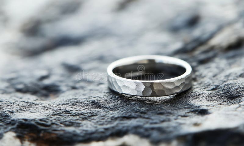 Silver Hammered Ring Textured Surface Showcasing Unique Design ...