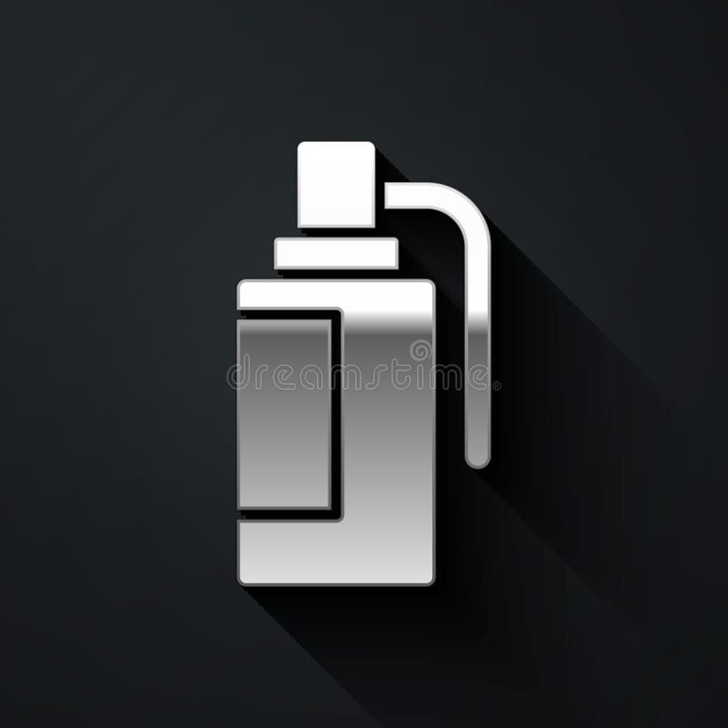 Silver Hand Grenade Icon Isolated on Black Background. Bomb Explosion ...