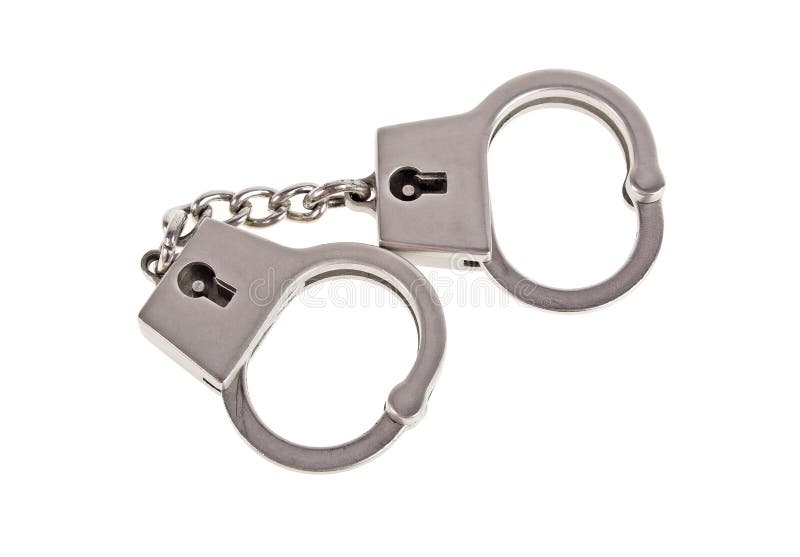 Silver Handcuffs on White Background Stock Image - Image of bracelet ...