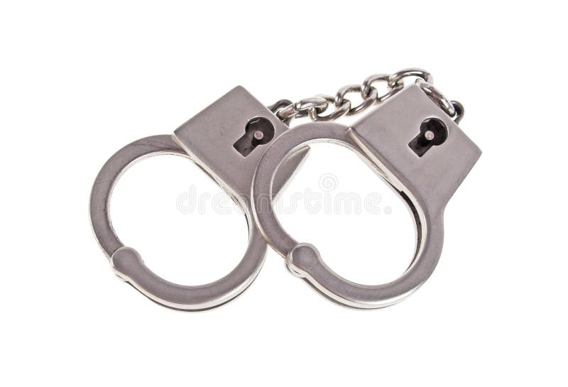 Silver Handcuffs on White Background Stock Photo - Image of punishment ...