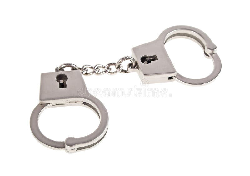 Silver Handcuffs on White Background Stock Photo - Image of punishment ...