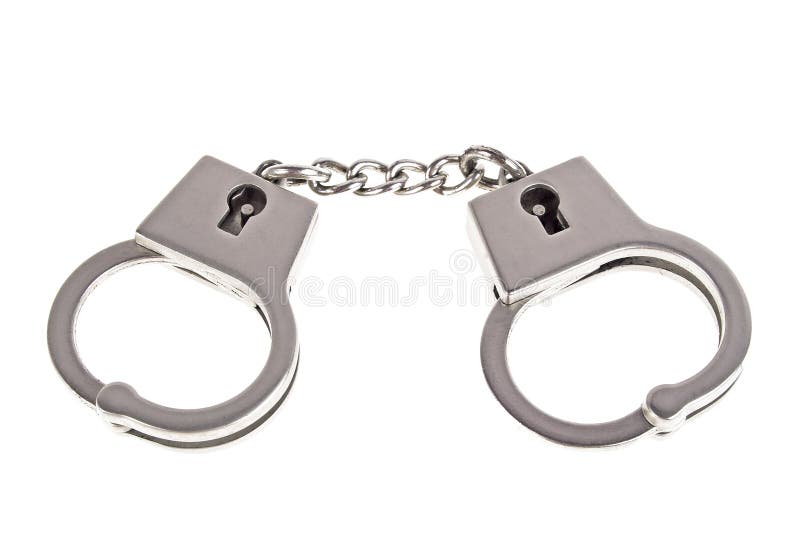 Silver Handcuffs on White Background Stock Photo - Image of background ...