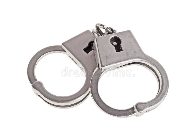 Silver Handcuffs on White Background Stock Image - Image of lock, pair ...