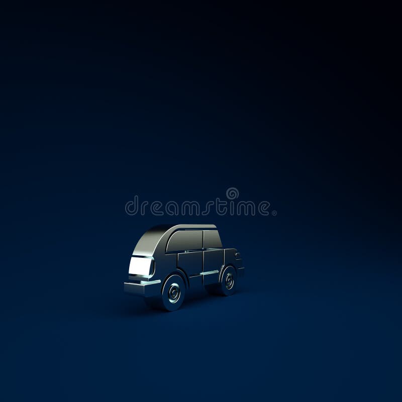 Silver Hatchback Car Icon Isolated on Blue Background. Minimalism ...