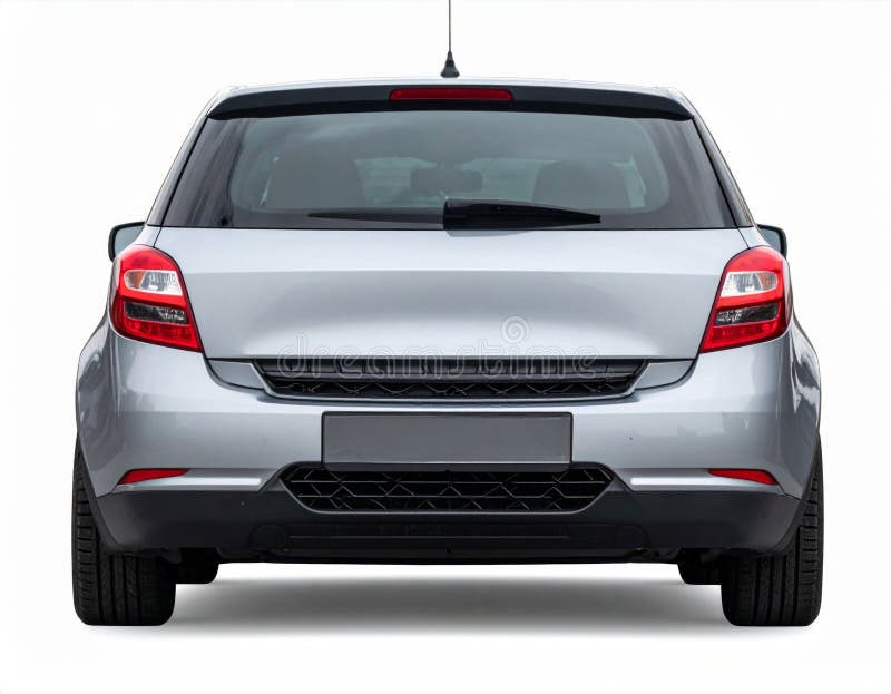 Silver Hatchback Car Rear View Studio Shot Stock Illustration ...
