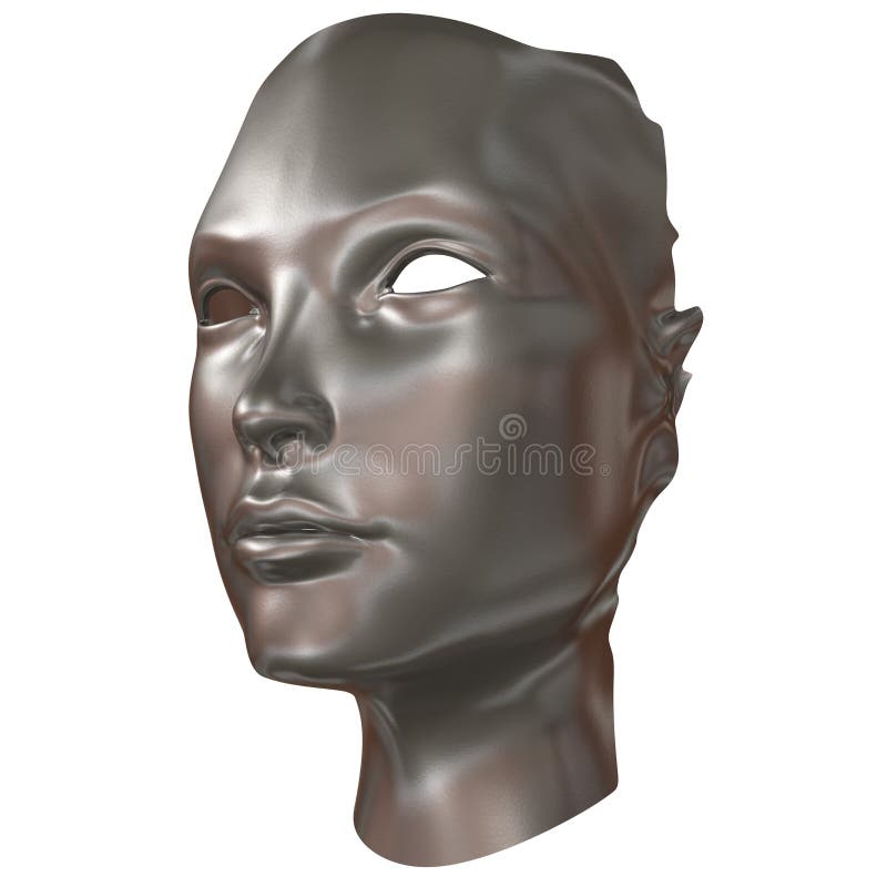 Silver Head, Abstract Concept Isolated on White 3d Rendering Stock ...