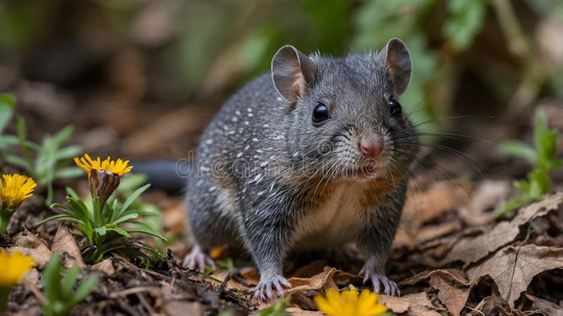 Silver-Headed Antechinus among Vibrant Wildflowers in the Forest Stock ...