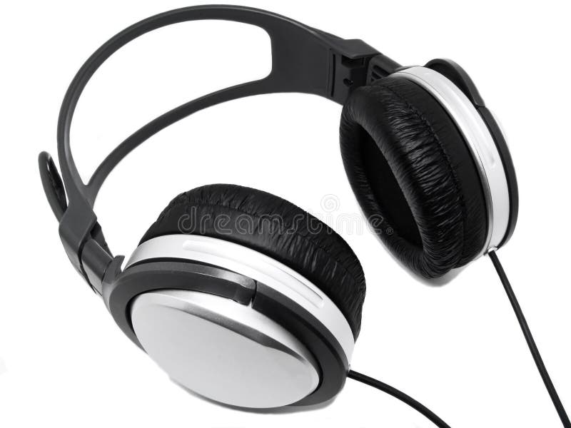 Silver headphones stock photo. Image of plugged, close - 5773504