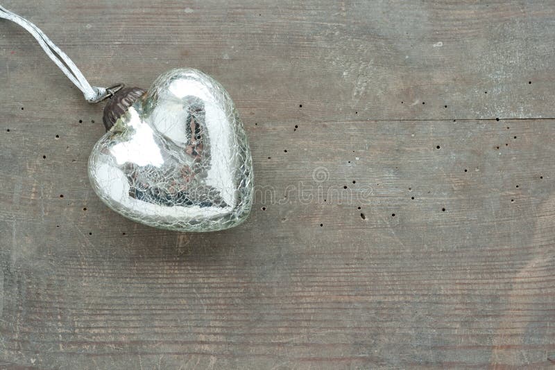 Silver heart stock photo. Image of wooden, love, brown - 28876294