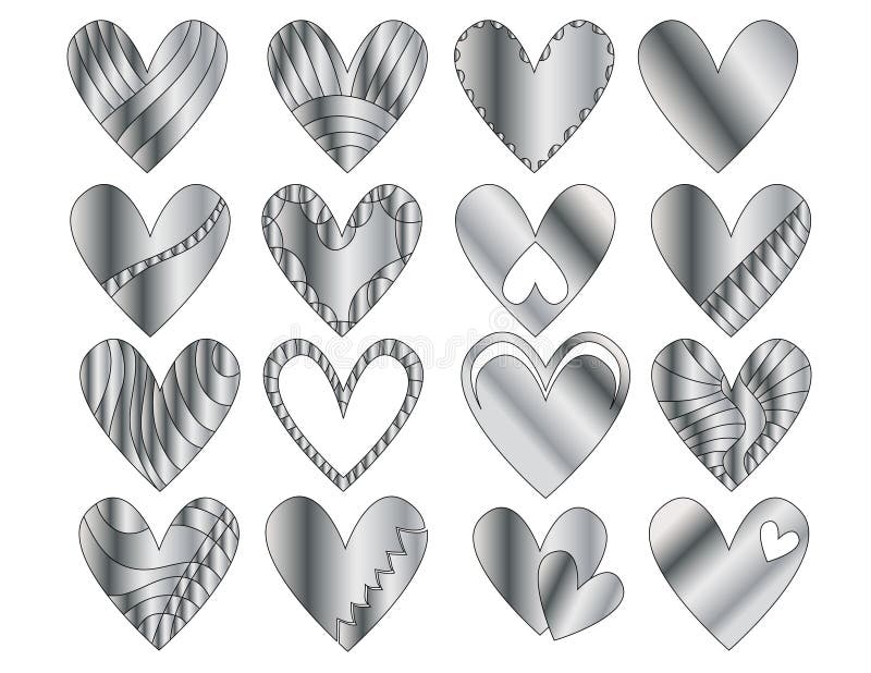 Silver Heart Collection stock vector. Illustration of white - 11879895