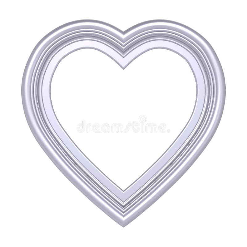 Silver Heart Picture Frame Isolated on White. Stock Illustration ...