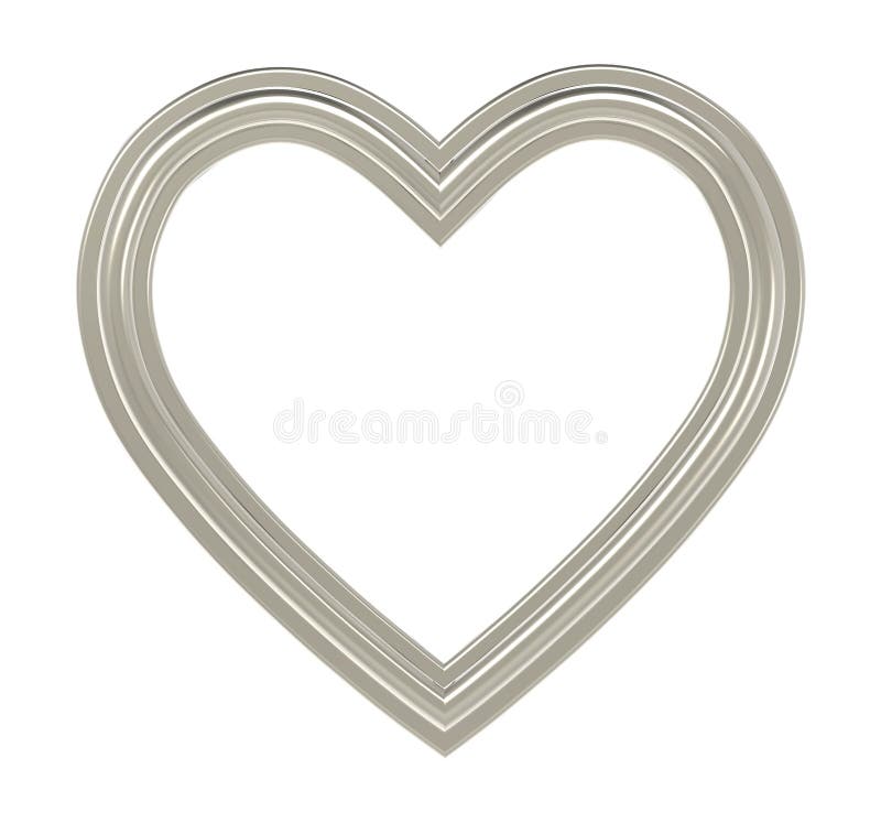 Silver Heart Picture Frame Isolated on White. Stock Illustration ...