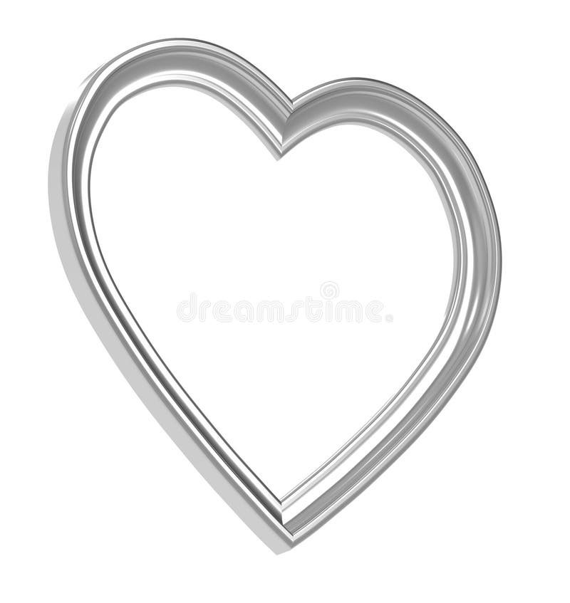 Silver Heart Picture Frame Isolated on White. Stock Illustration ...