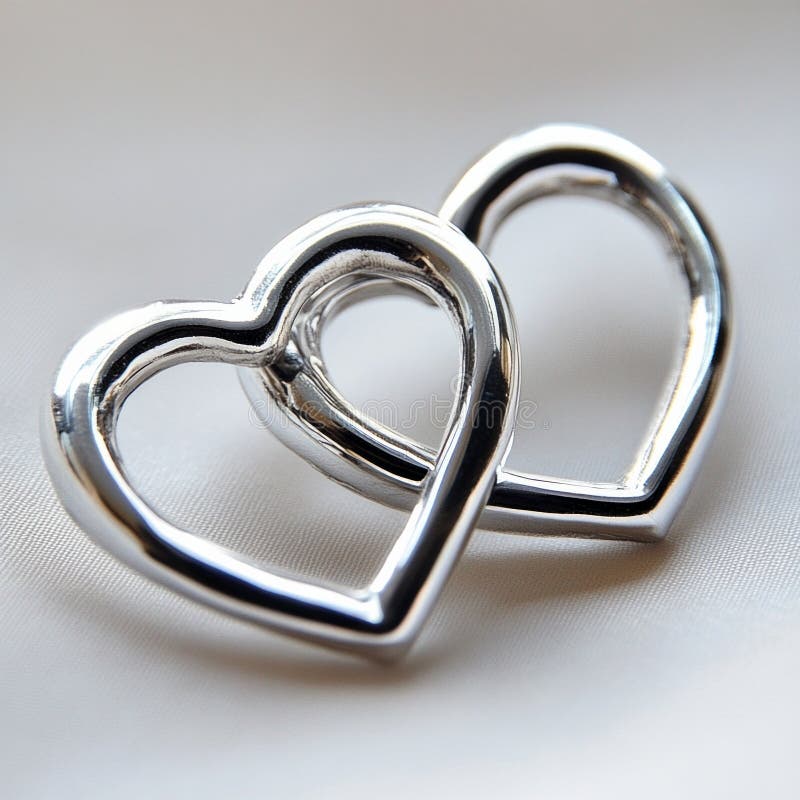 Silver Heart-shaped Rings on White Background Symbolizing Love and ...