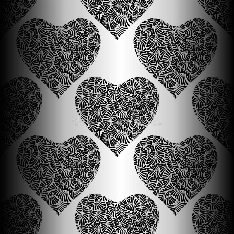 Silver Hearts Seamless Vector Pattern. Shiny Valentines Day Background ...