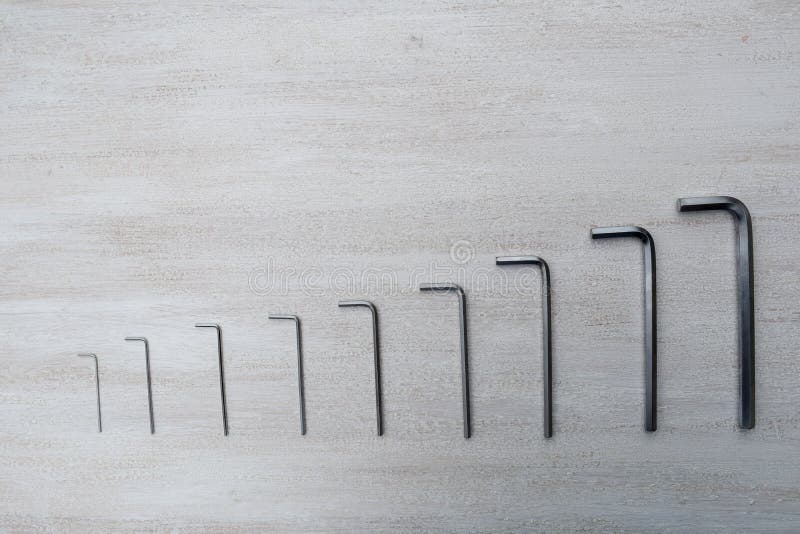 Silver Hex Keys On A White Background Stock Photo - Image of shape ...