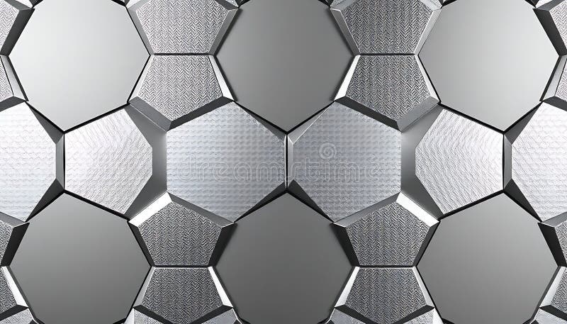 Silver Hexagon Pattern Texture, Metallic Surface and Geometric Design ...