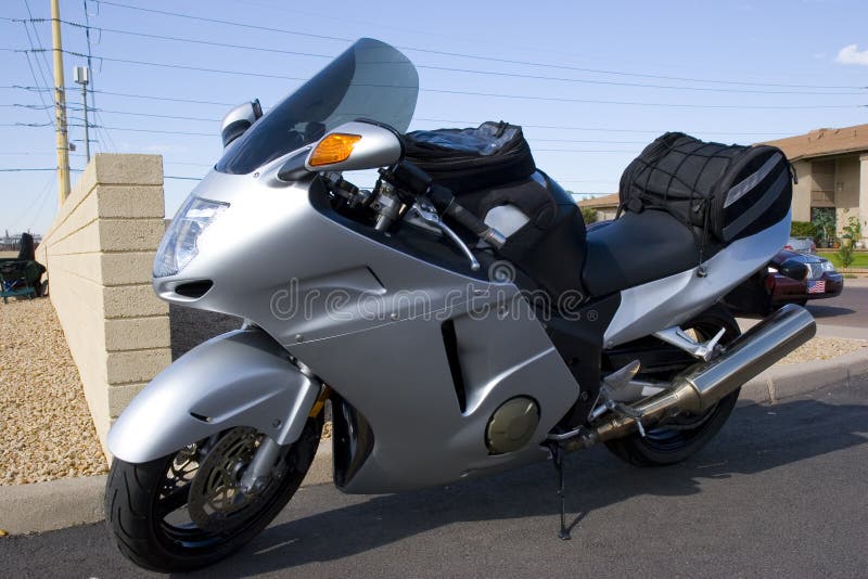 Silver Honda Motorcycle at Car Show Stock Image - Image of black ...