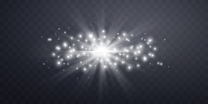 Silver Horizontal Lensflare. Light Flash with Rays or Spotlight and ...