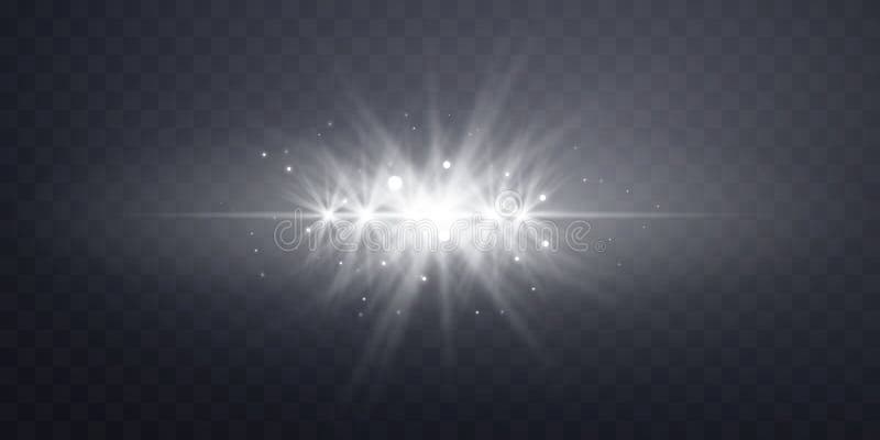 Silver Horizontal Lensflare. Light Flash with Rays or Spotlight and ...