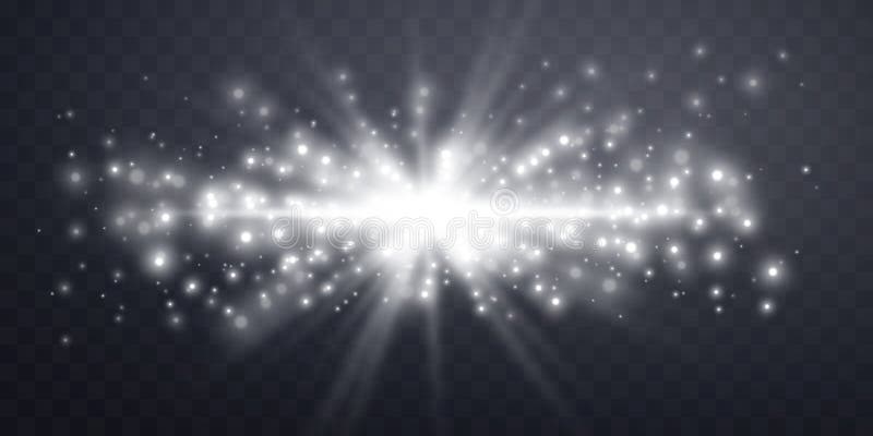 Silver Horizontal Lensflare. Light Flash with Rays or Spotlight and ...